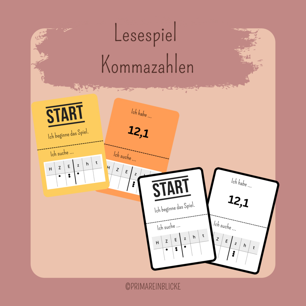 Lesespiel – Kommazahlen – Primareinblicke